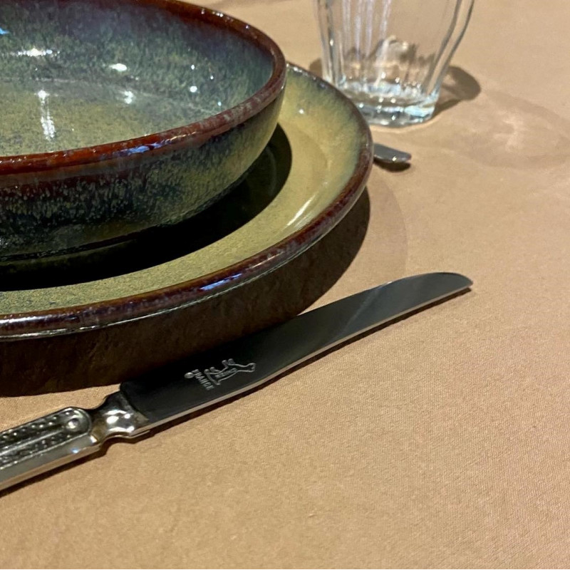 Brown stoneware dinner plate