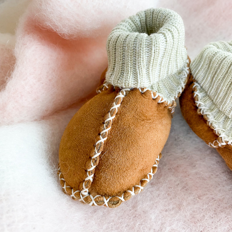 Lamb skin baby booties