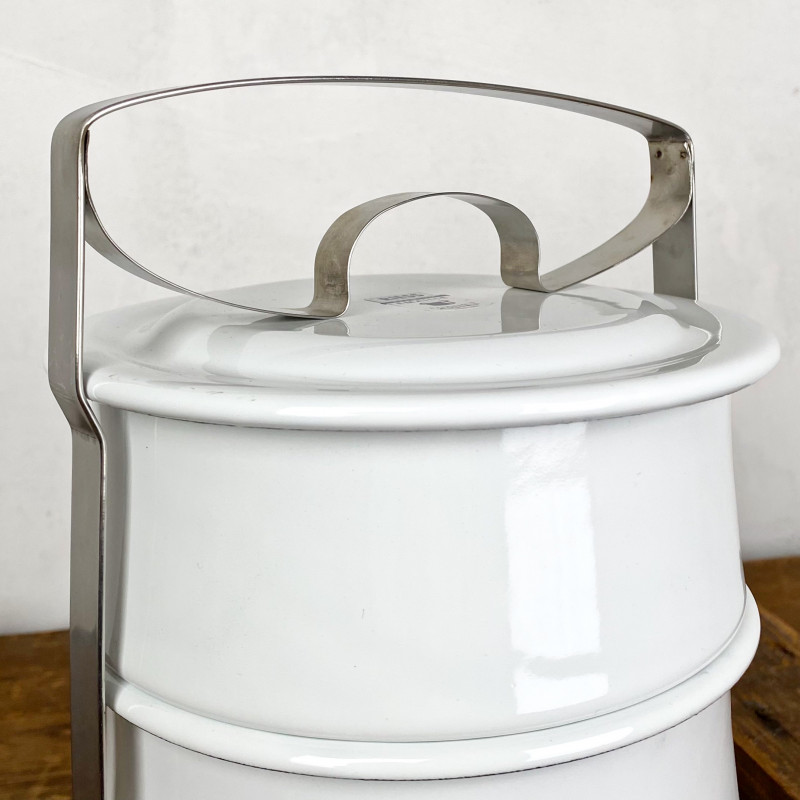 White enamel 3 tier lunch box