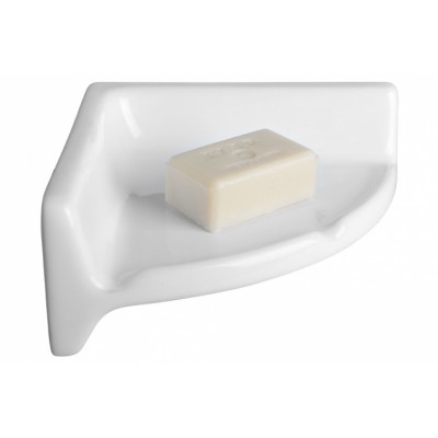 Porte-savon mural d'angle en porcelaine blanche