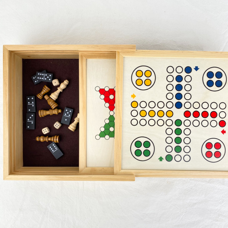 Set of wooden board games