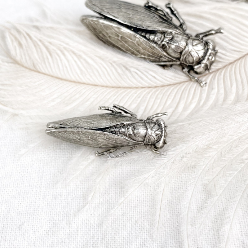 Old silver cicada brooch