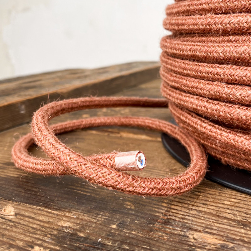 Brick orange jute round lighting cable