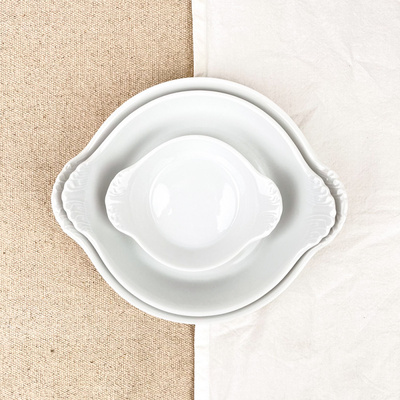 Round dish with ears in Limoges porcelain