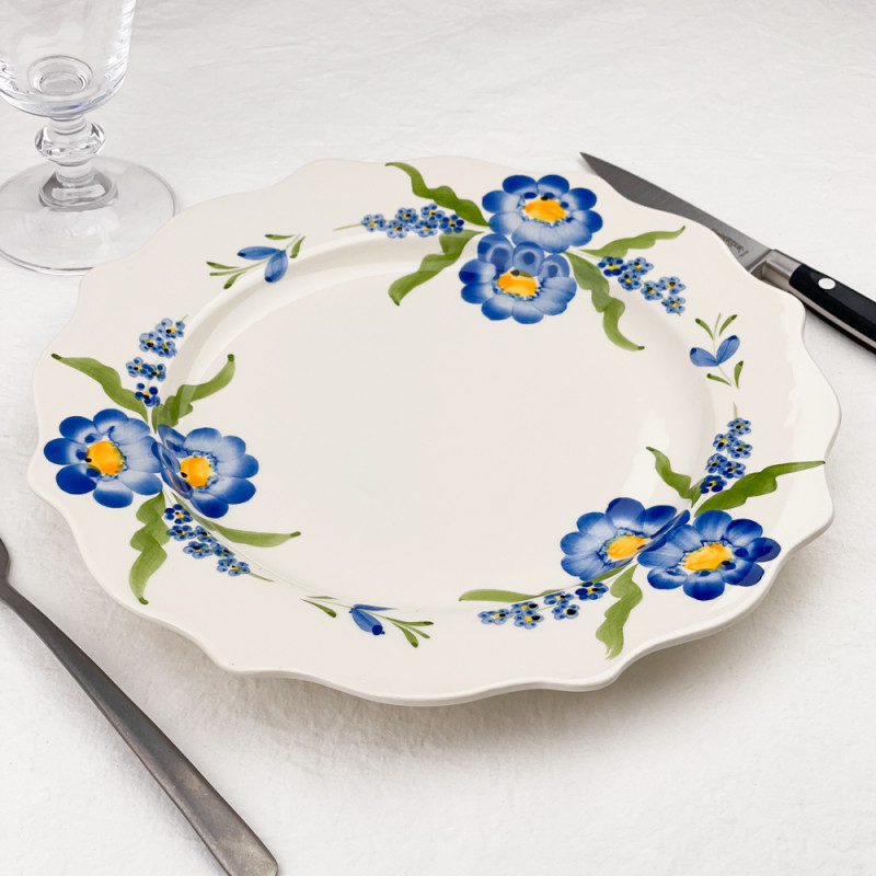 Floral plate with scalloped edges