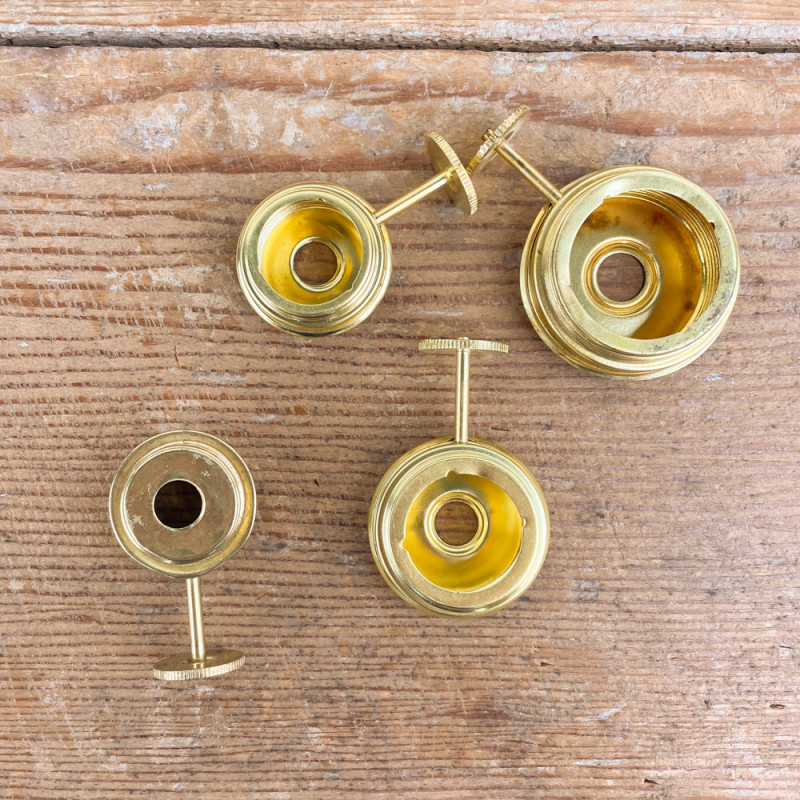 Brass lamp base with soldered key