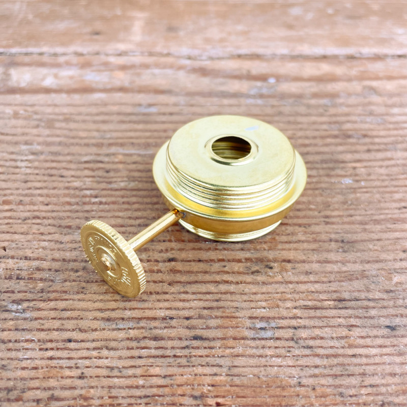 Brass lamp base with soldered key