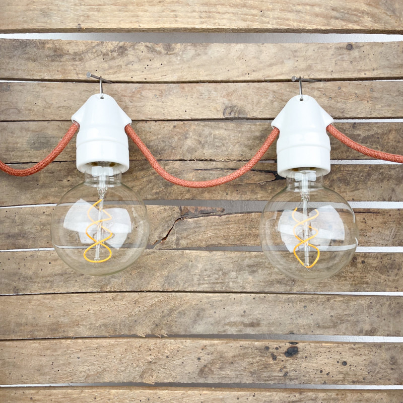 Douille E27 double entrée en porcelaine