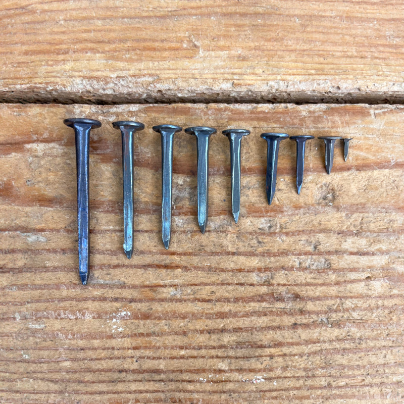 Clous en acier bleui à semence évidée