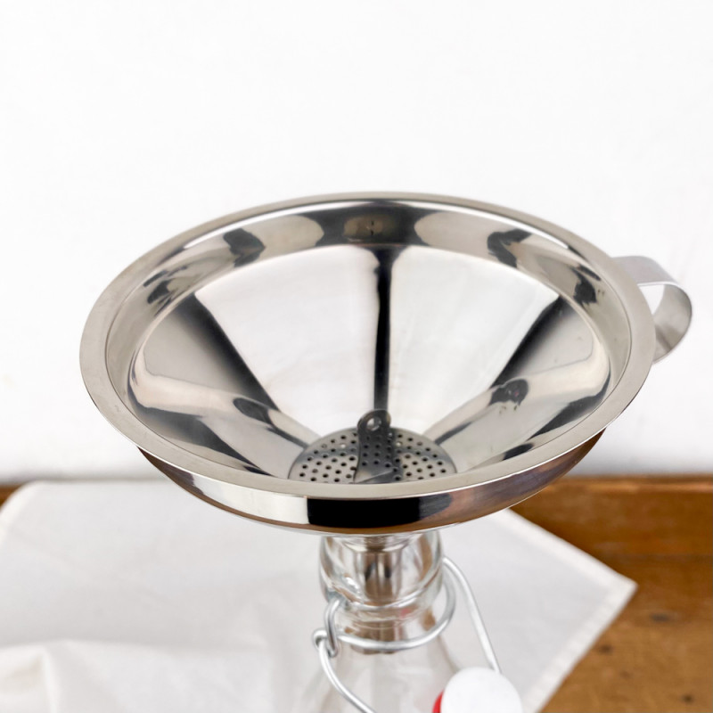 Stainless steel funnel with removable filter