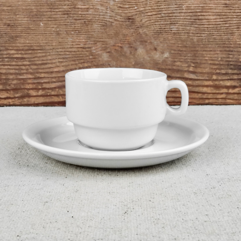 6 White porcelain coffee cups with saucers