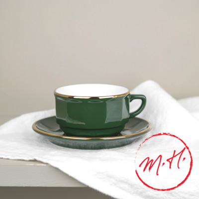 Empire green cup and saucer with gold trim
