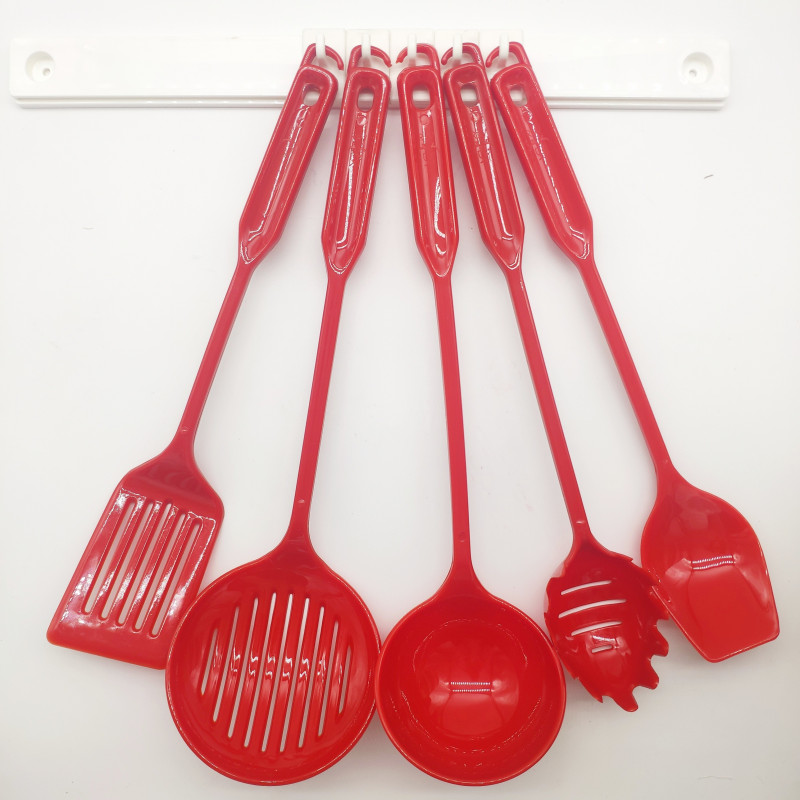 Red kitchen utensils and fixing