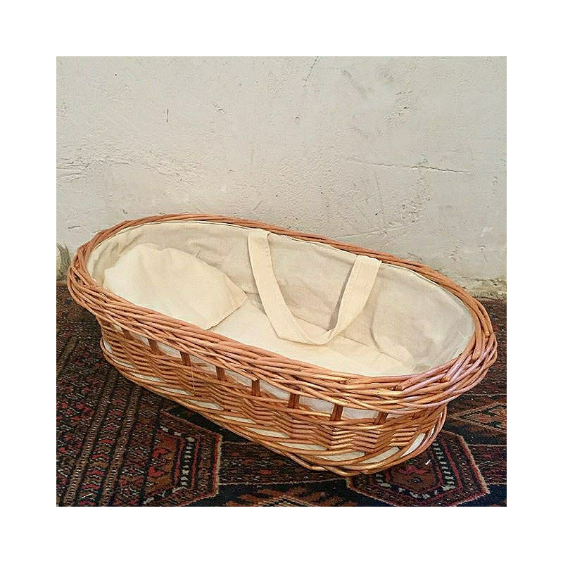 Woven wicker dolls bassinet