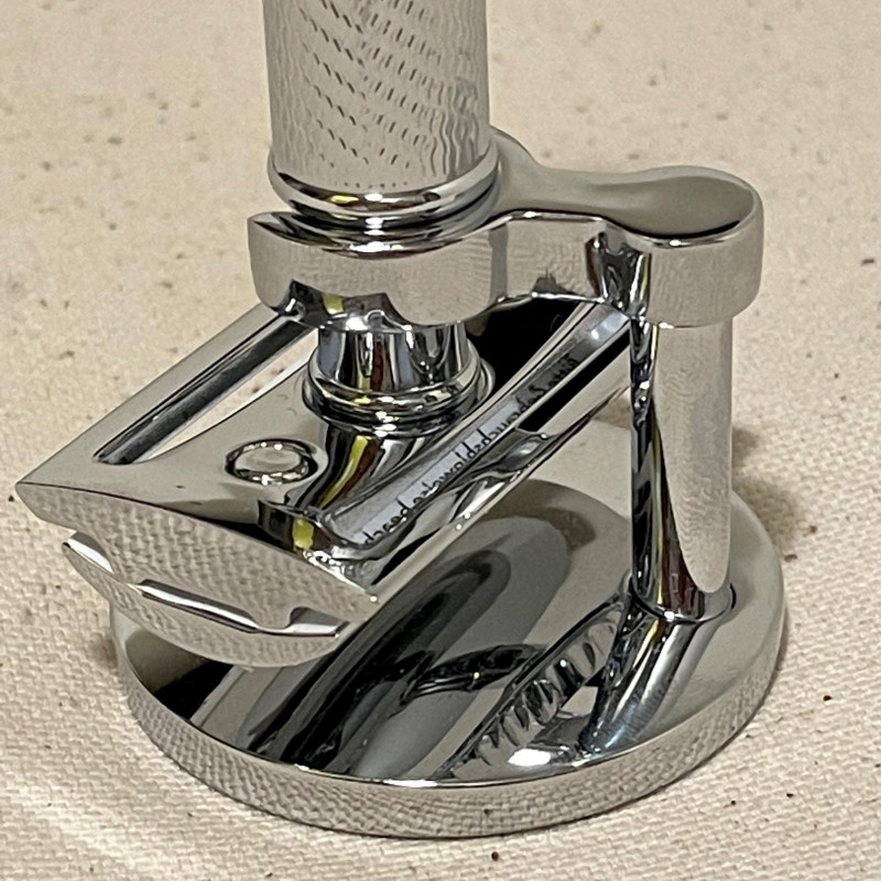 Chrome safety razor and stand